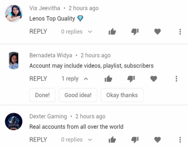 Buy English YouTube Comments - Real Accounts - 4$ for 10 Comments!
